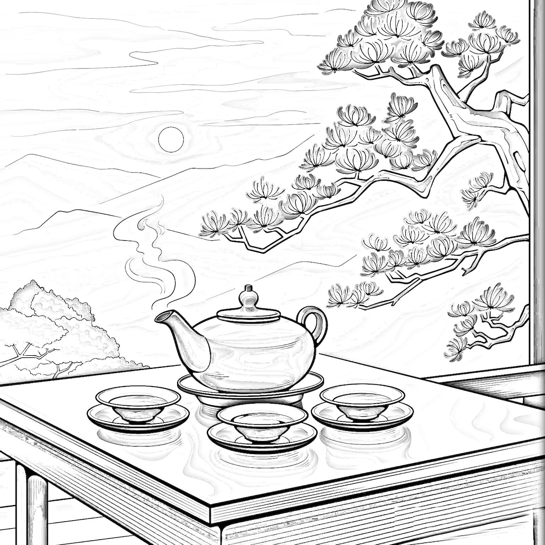 Sunset View, Yen Energy, Evening Tea With Nature, Calming Coloring ...