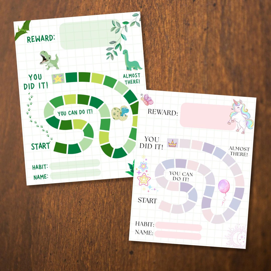 Unicorn & Dinosaur Reward Chart | Kids Chore Tracker (digital Download ...