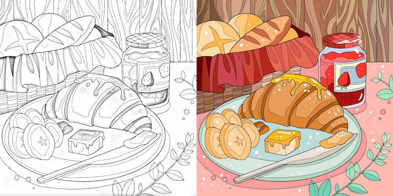 French Breakfast, Delicious Food Art, Food Coloring Pages for Kids and ...