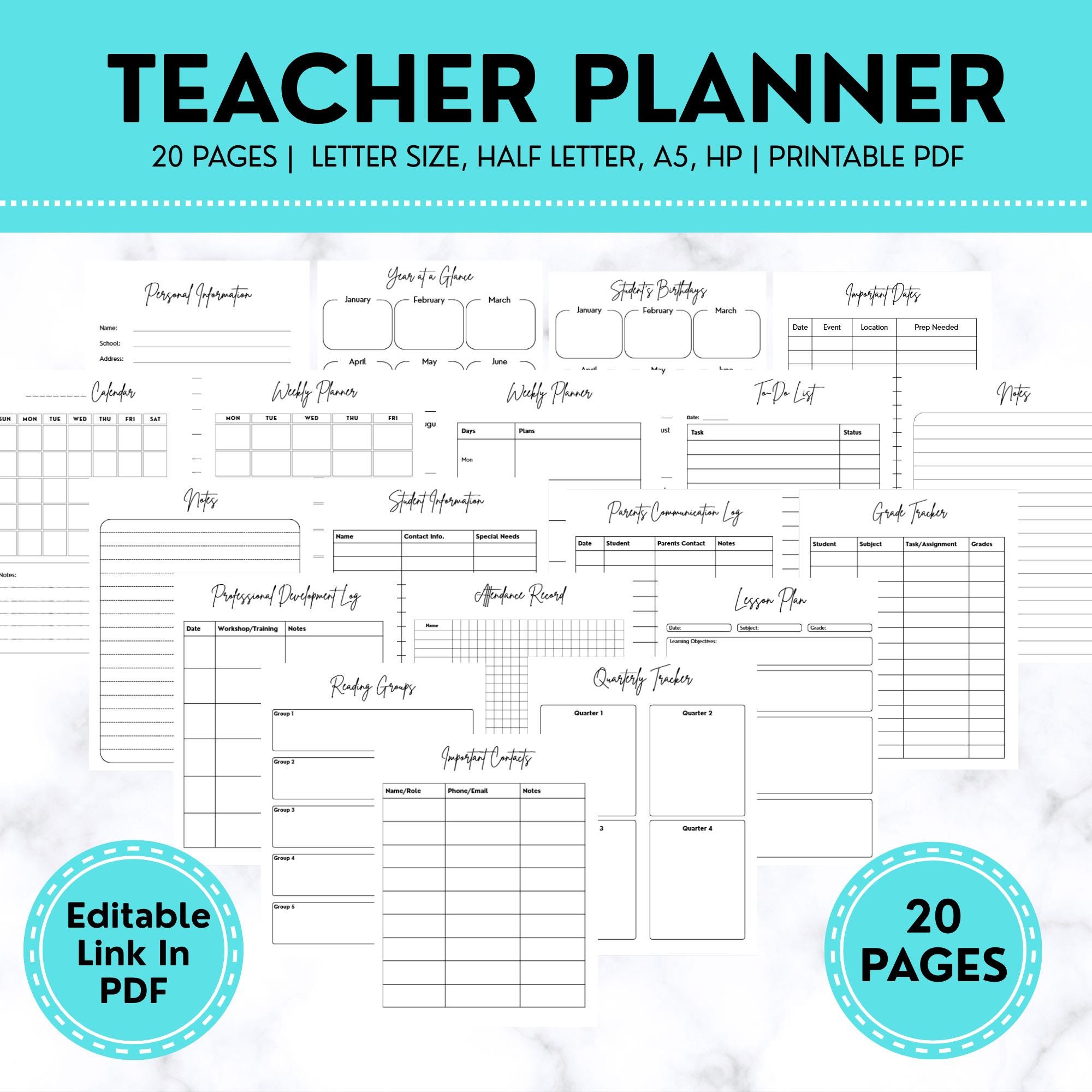 Printable Teacher Planner | Weekly & Monthly Lesson Plan | Class ...