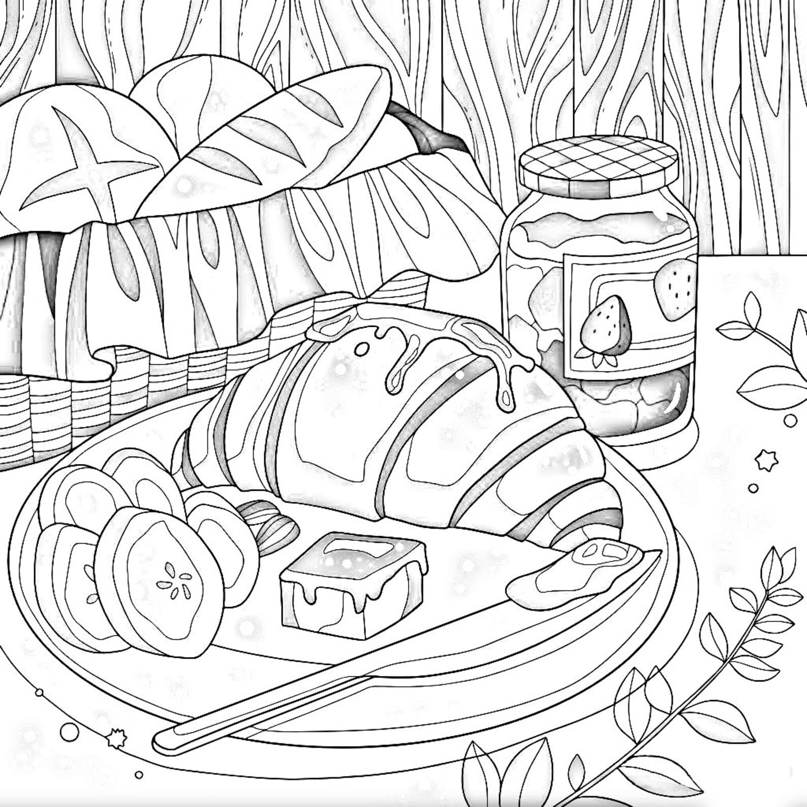 French Breakfast, Delicious Food Art, Food Coloring Pages for Kids and ...