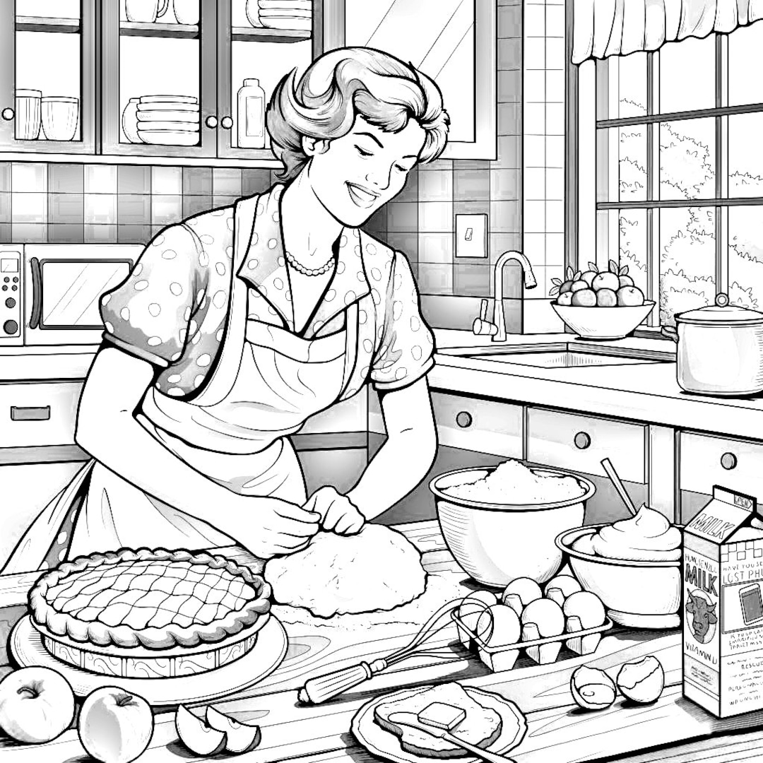 Food Coloring Pages for Kids and Adults | Women Baking Cake | Pastry ...