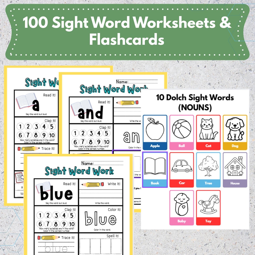 Sight Word Worksheets & Flashcards | Pre-k, Kindergarten (PDF ...