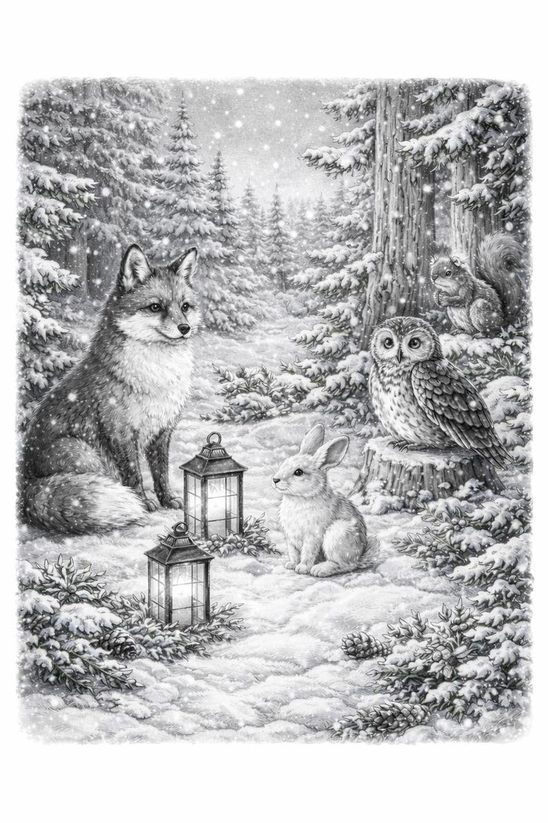 Christmas Coloring Pages for Kids & Adults | Cozy Winter Scenes ...