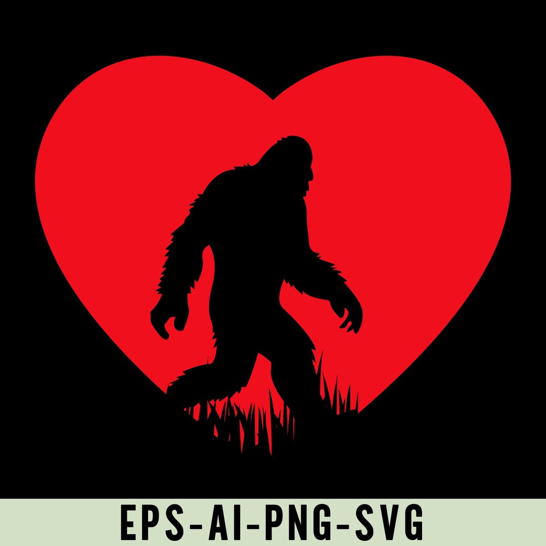 Bigfoot Heart Valentine's Day Png Svg, Bigfoot Love, Sasquatch Heart ...