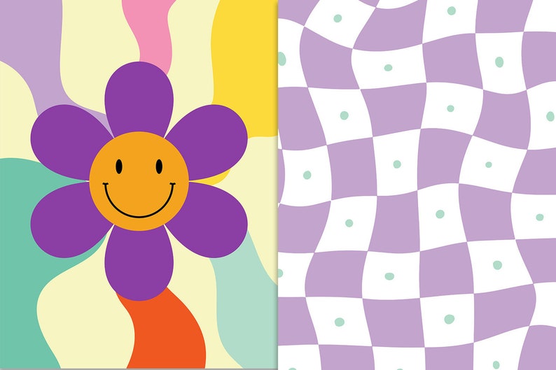 Retro Groovy Digital Papers, 70s Background, Hippy Pattern, Vintage ...