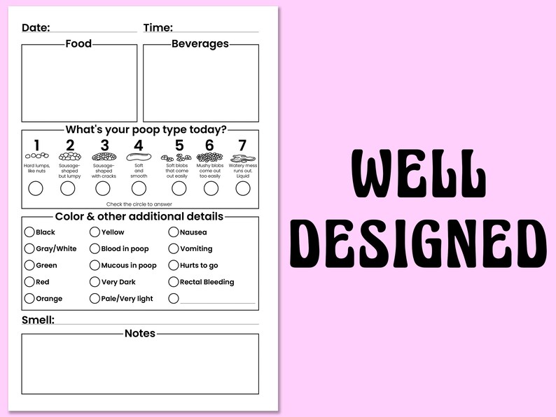 Poop Log Book, Poop Tracker, Bristol Stool Chart, Stool Journal, Bowel ...