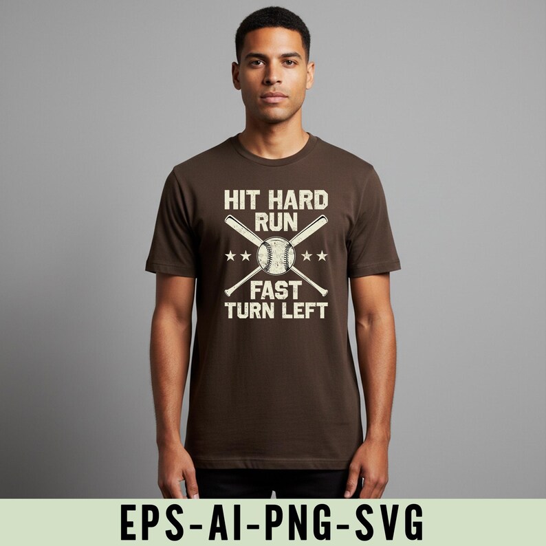 Hit Hard Run Fast Turn Left Svg Png: Baseball Shirt Design - Etsy
