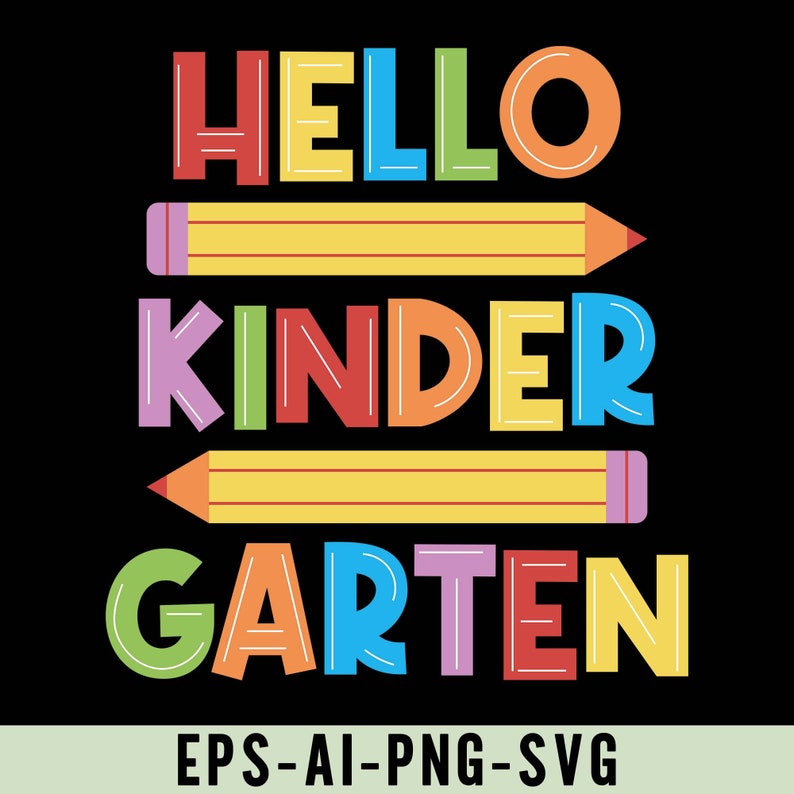 Hello Kindergarten Png Svg, Back to School Tee Design, Teacher and Kids ...