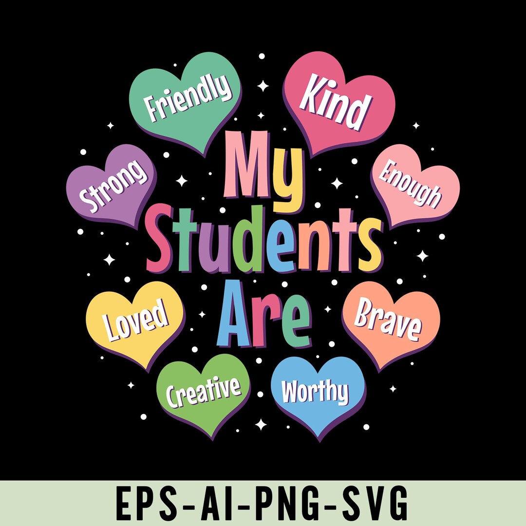 Teacher Valentine's Day Png Svg, Candy Positive Affirmations Heart ...