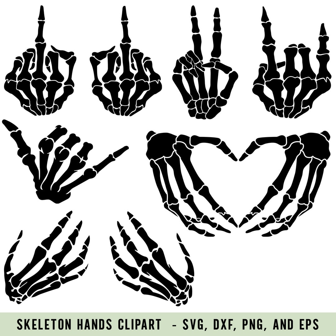 Creepy Skeleton Hands Clipart Set Svg, Dxf, Png, Eps Halloween Design ...