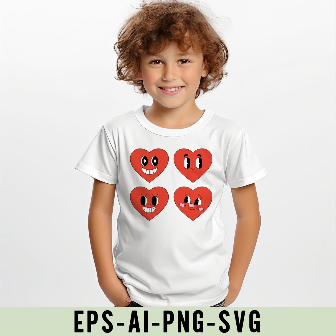 Heart Faces Cartoon Svg Png, Valentine's Day Shirt Design, Cute Retro ...