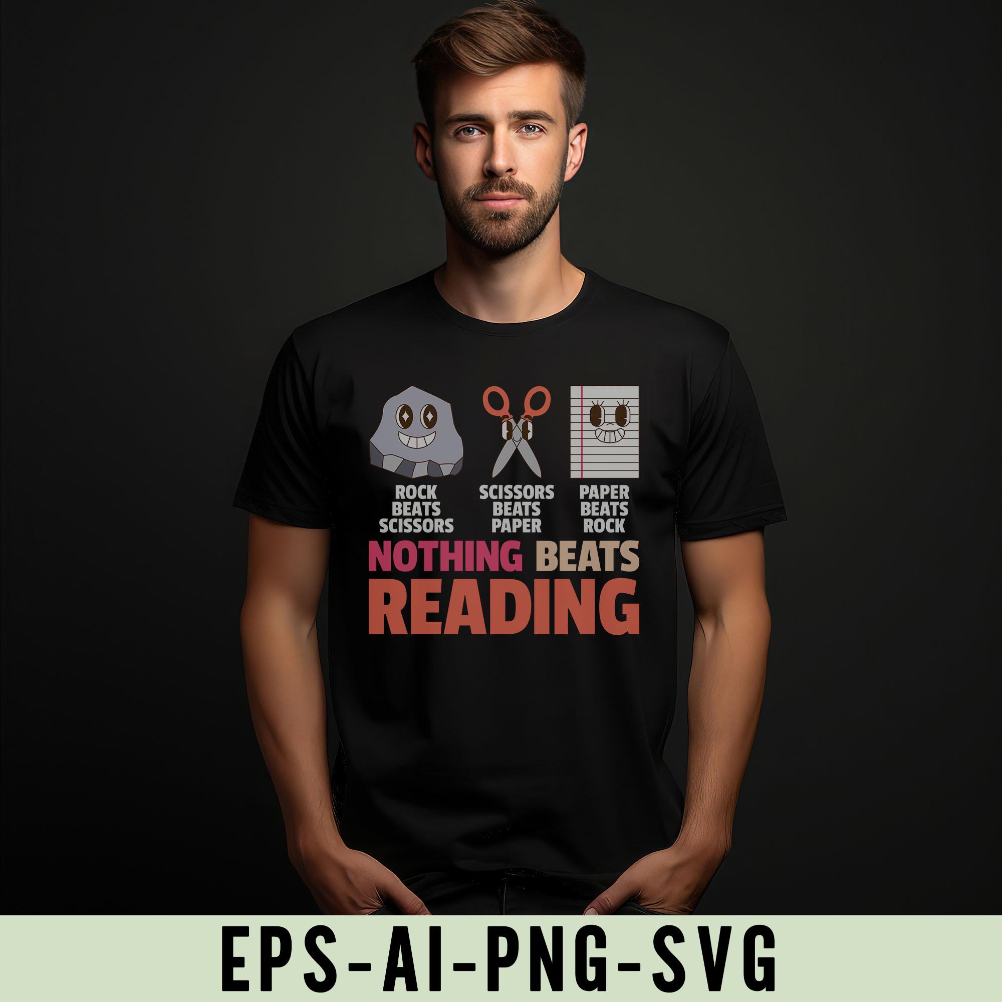 Nothing Beats Reading Png Svg, Funny Rock Paper Scissors Shirt Design ...
