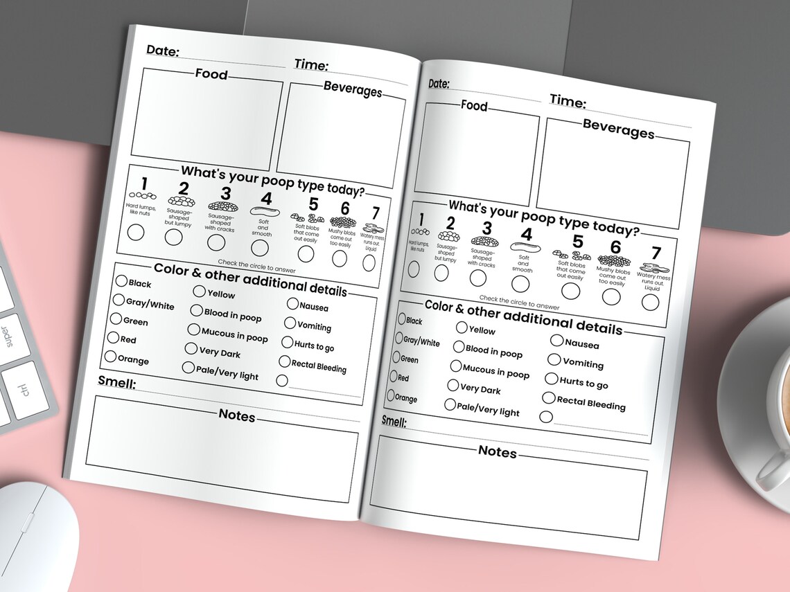 Poop Log Book, Poop Tracker, Bristol Stool Chart, Stool Journal, Bowel ...