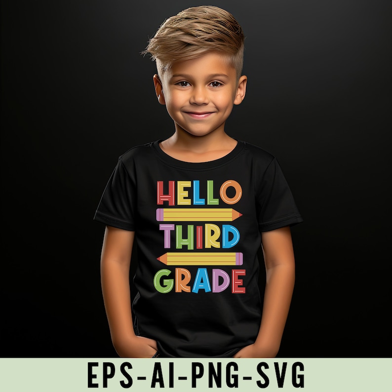 Hello Third Grade Png Svg, 3rd Grade Shirt Design, Back to School ...