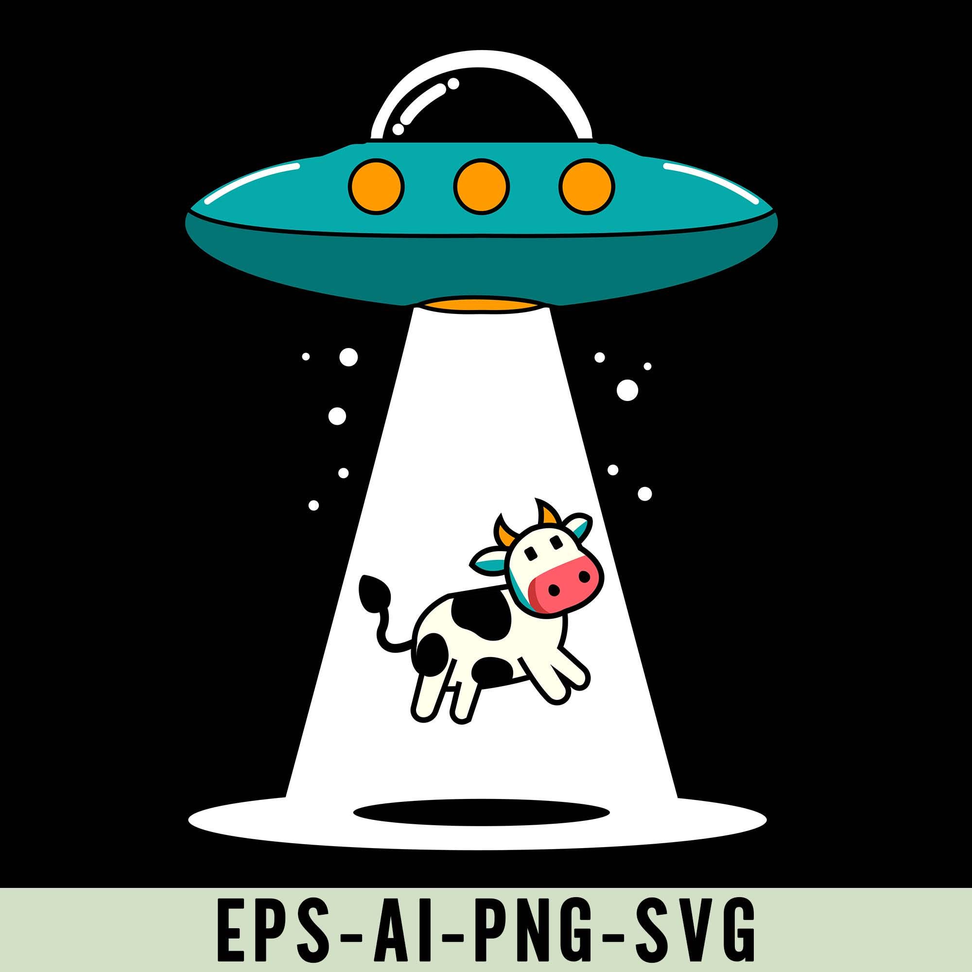 UFO Cow Abduction Shirt Design, Funny Graphic Alien Png Svg, Alien ...