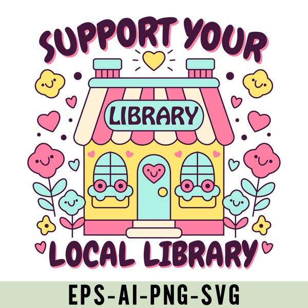 Library Svg - Etsy