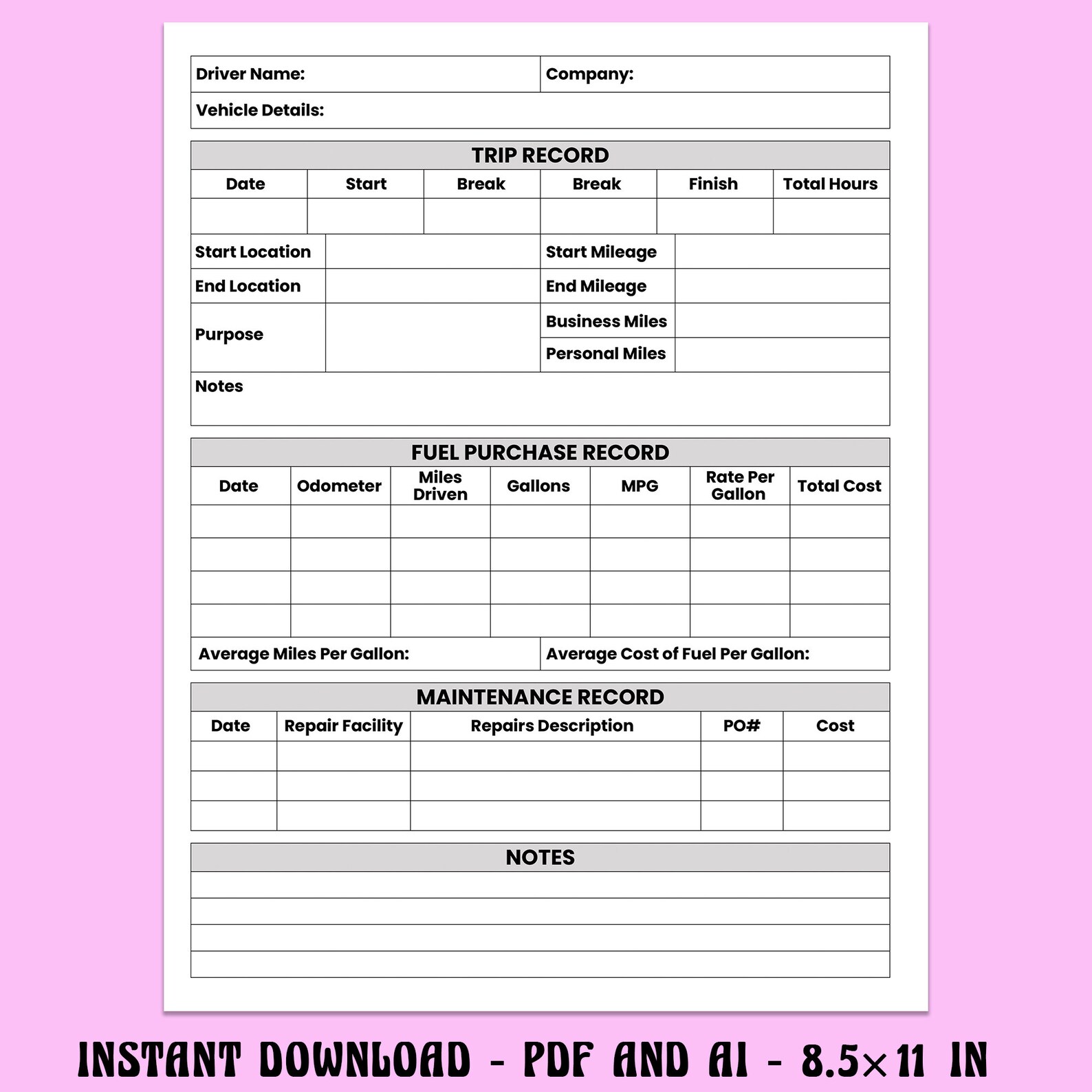 Truck Driver Log Book, KDP Interior, KDP Template, Commercial Use - Etsy