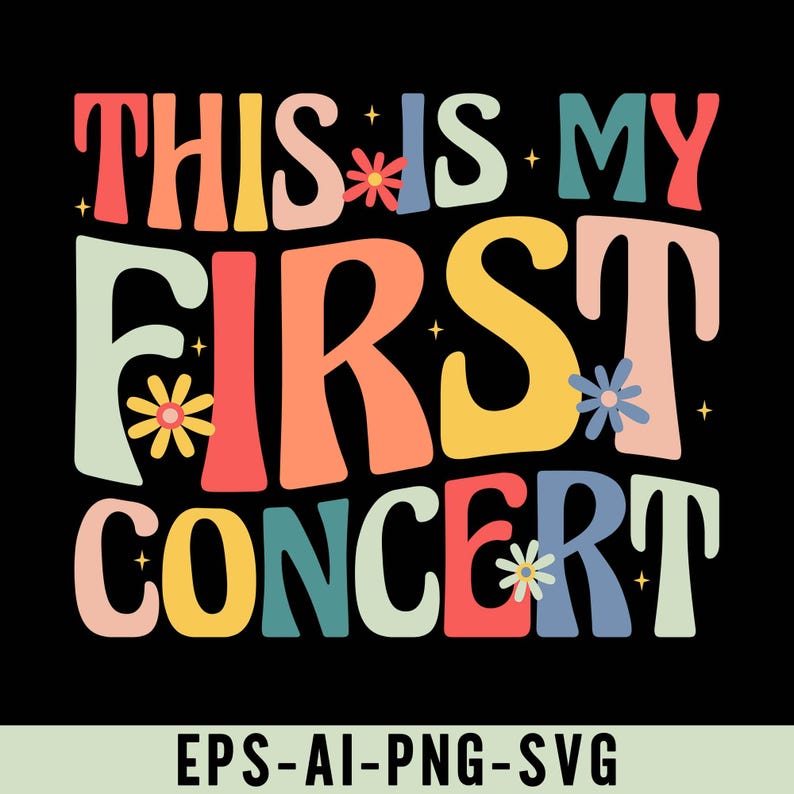 This is My First Concert Png Svg, Retro Groovy Music Event Shirt Design ...