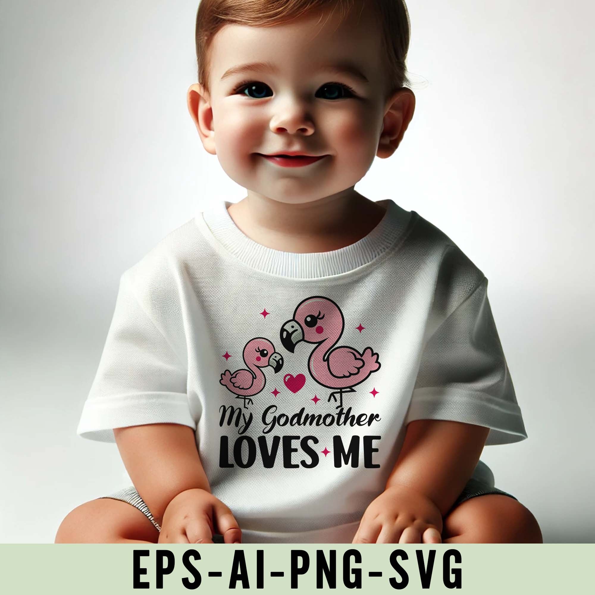 My Godmother Loves Me Png Svg, Flamingo Godson Goddaughter Shirt Design ...