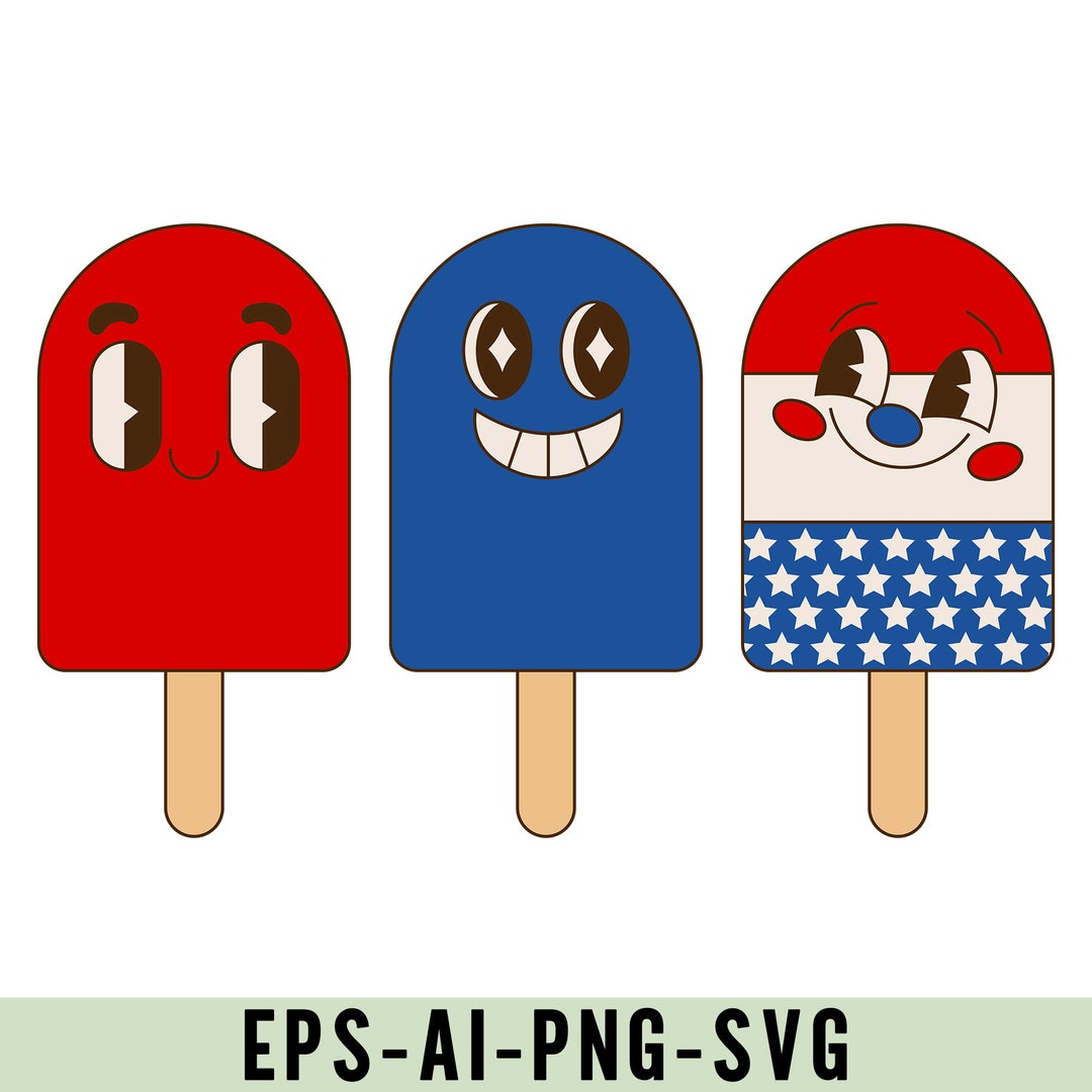 Patriotic Popsicle 4th of July Ice Cream Png Svg, Popsicle American ...