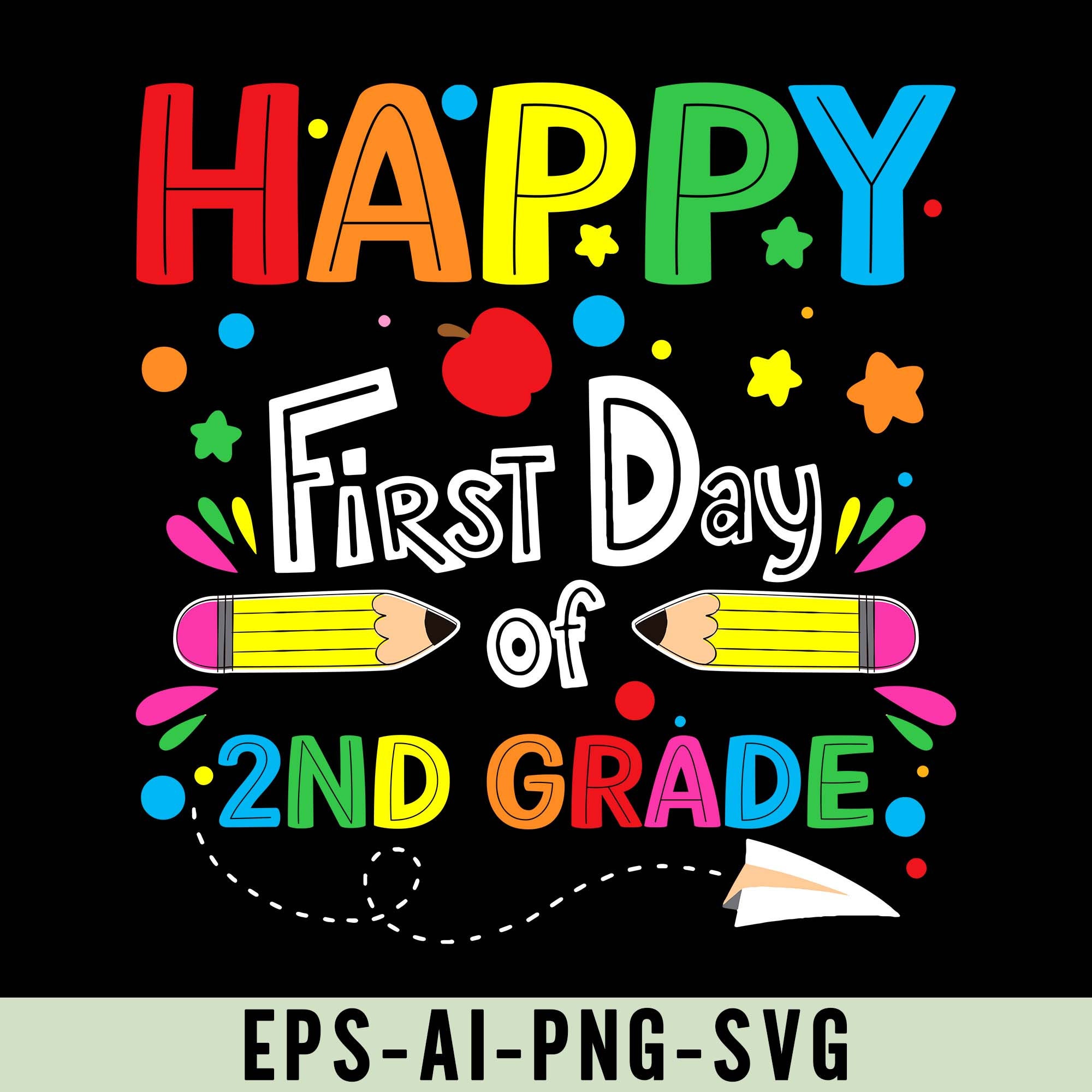 Happy First Day of 2nd Grade Png Svg, Teacher Student Back to School ...