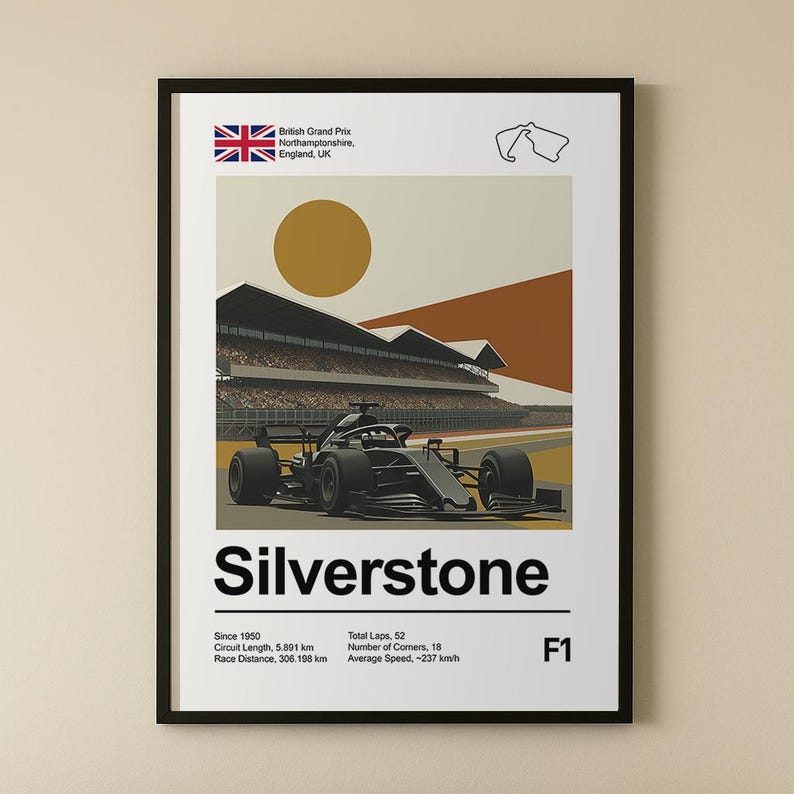 Silverstone Racing Circuit Poster, Motorsport Wall Art, British GP ...