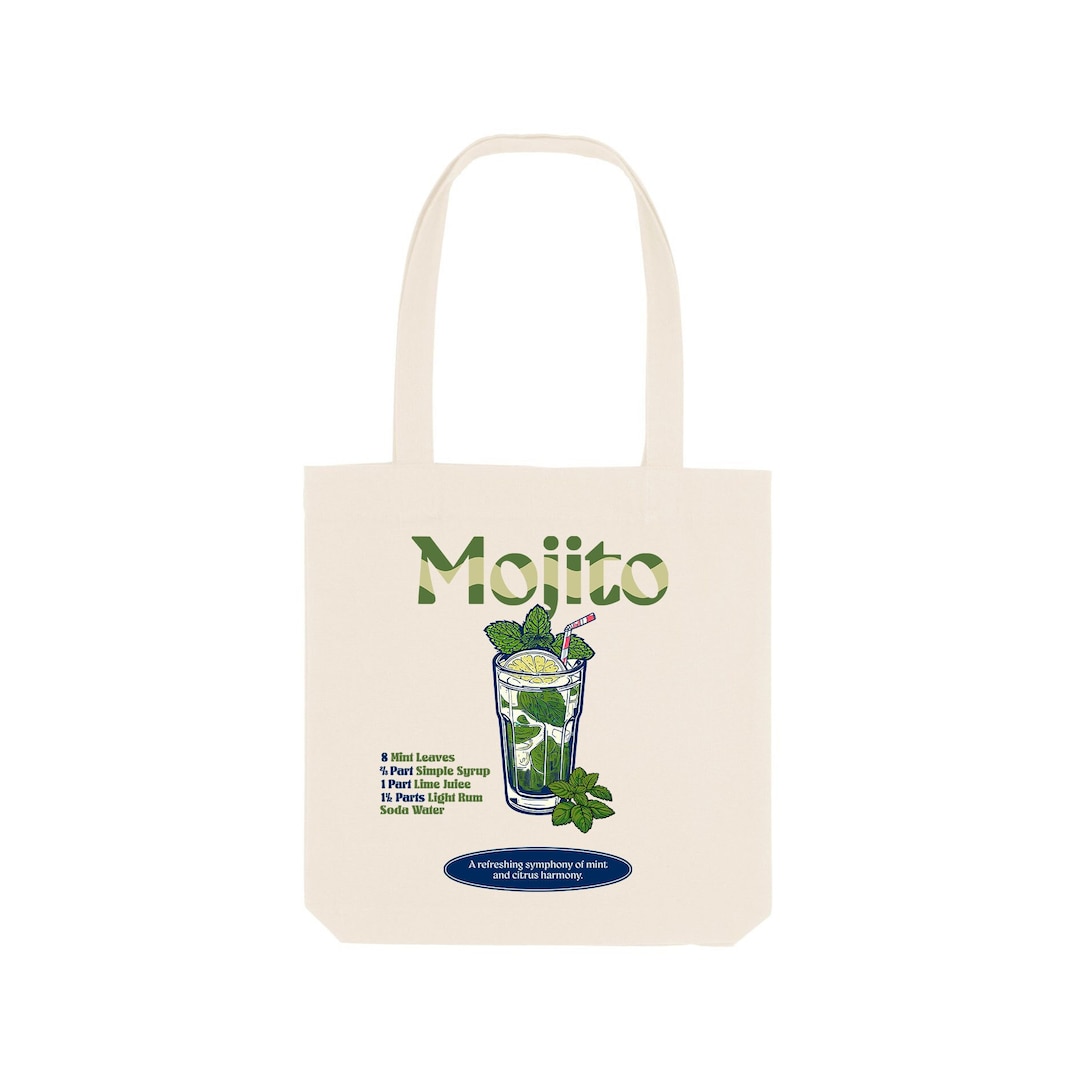 MOJITO Tote Bag, Cocktail Themed Gift, Made From Organic Cotton - Etsy