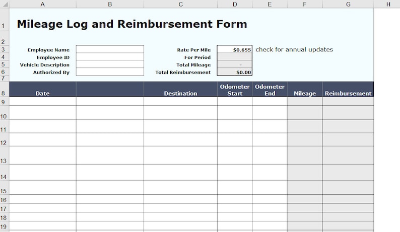 Employee Mileage Log Template - Etsy