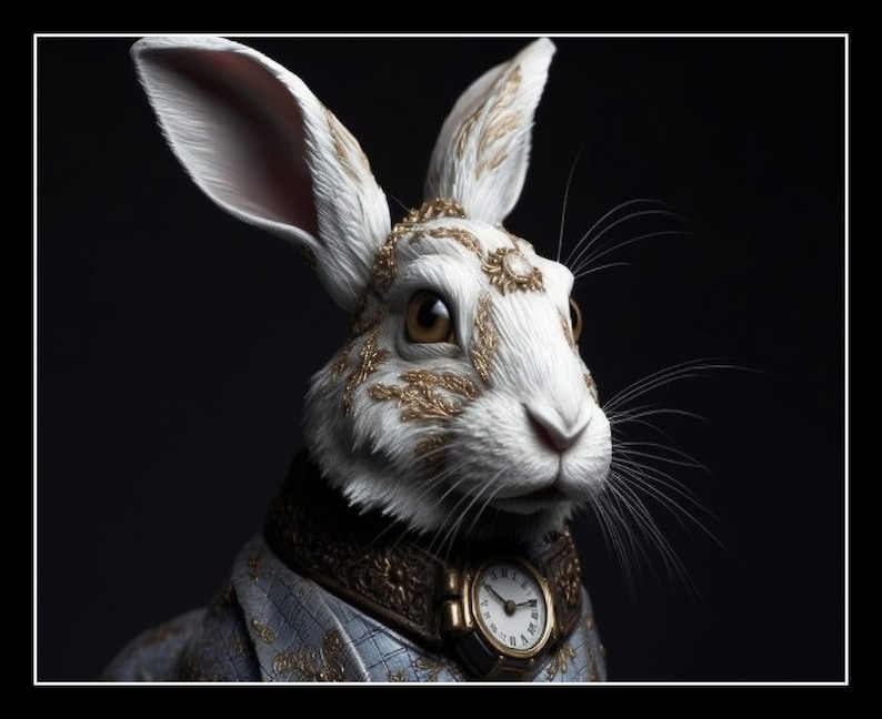 White Rabbit, Art Print, Wall Hanging, Animal Poster Picture, Fantasy ...