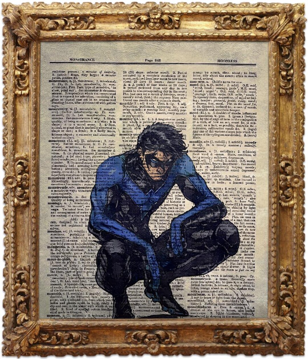 Nightwing, Vintage Dictionary Art Print, Antique Picture, Wall Hanging ...