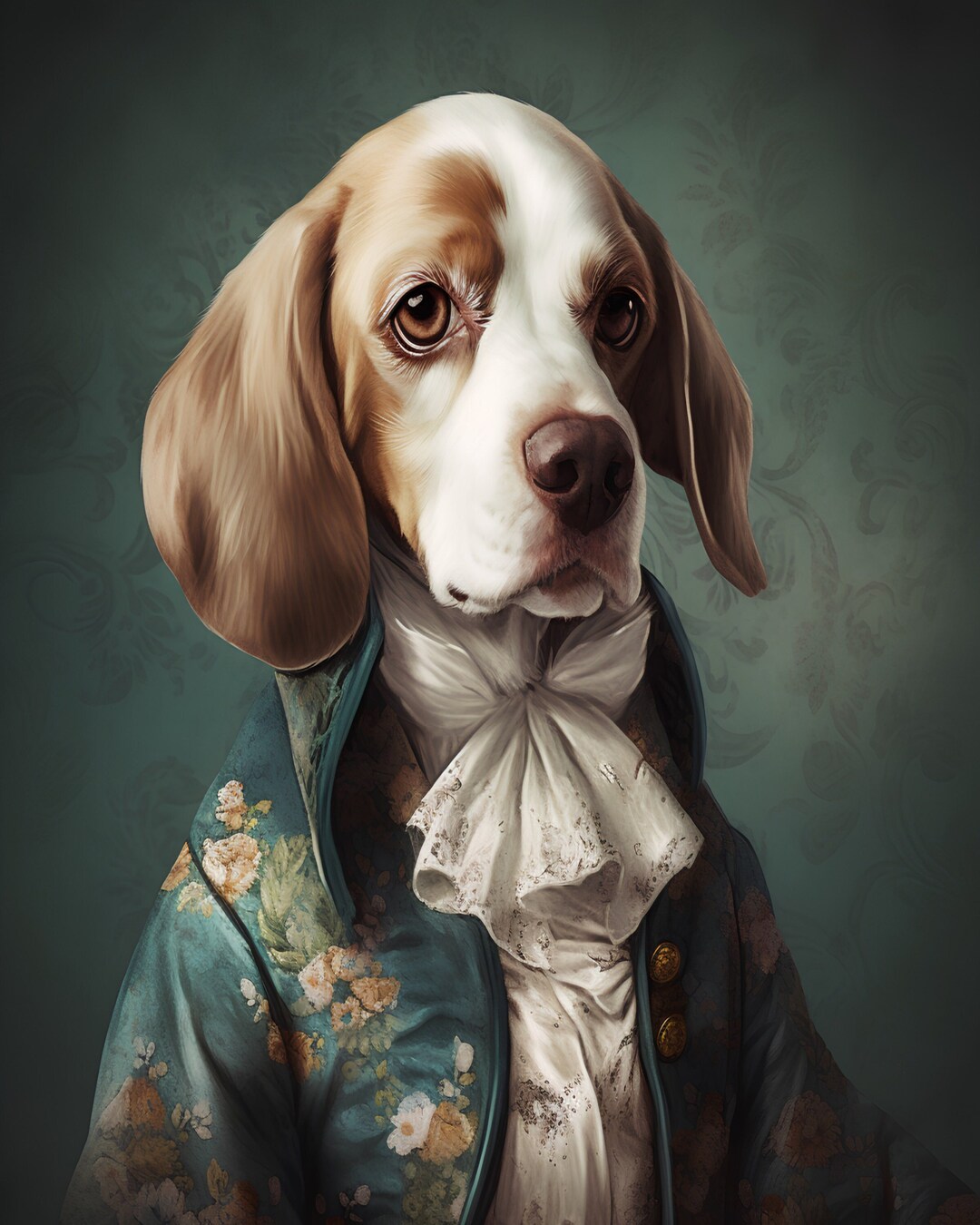 Victorian Dapper Beagle Dog, Art Print, Wall Hanging, Animal Poster ...