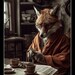 Red Fox Reading the Paper, Art Print, Wall Hanging, Animal Poster ...