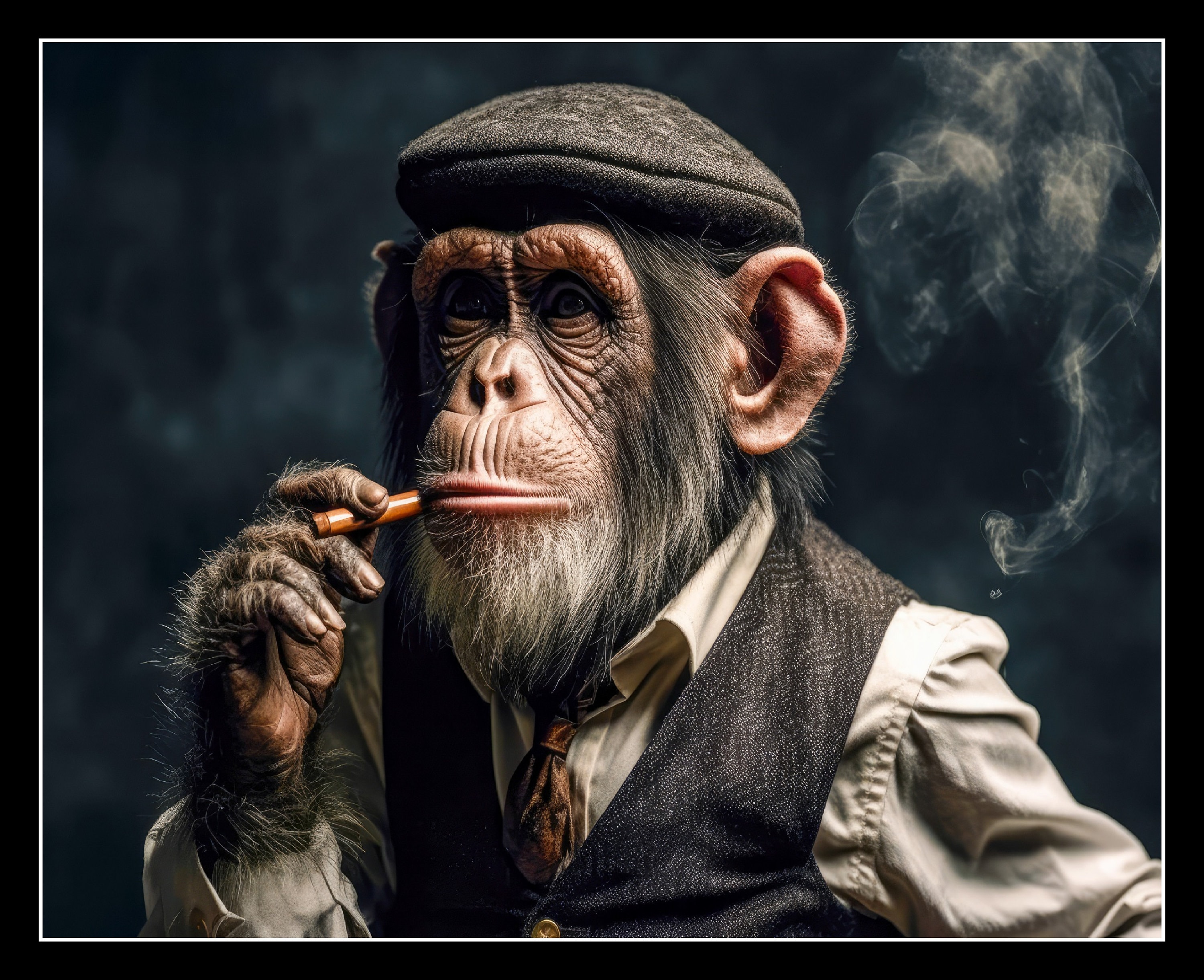 Smoking Chimp Art Print, Anthropomorphic Monkey Photo, Moody Decor - Etsy