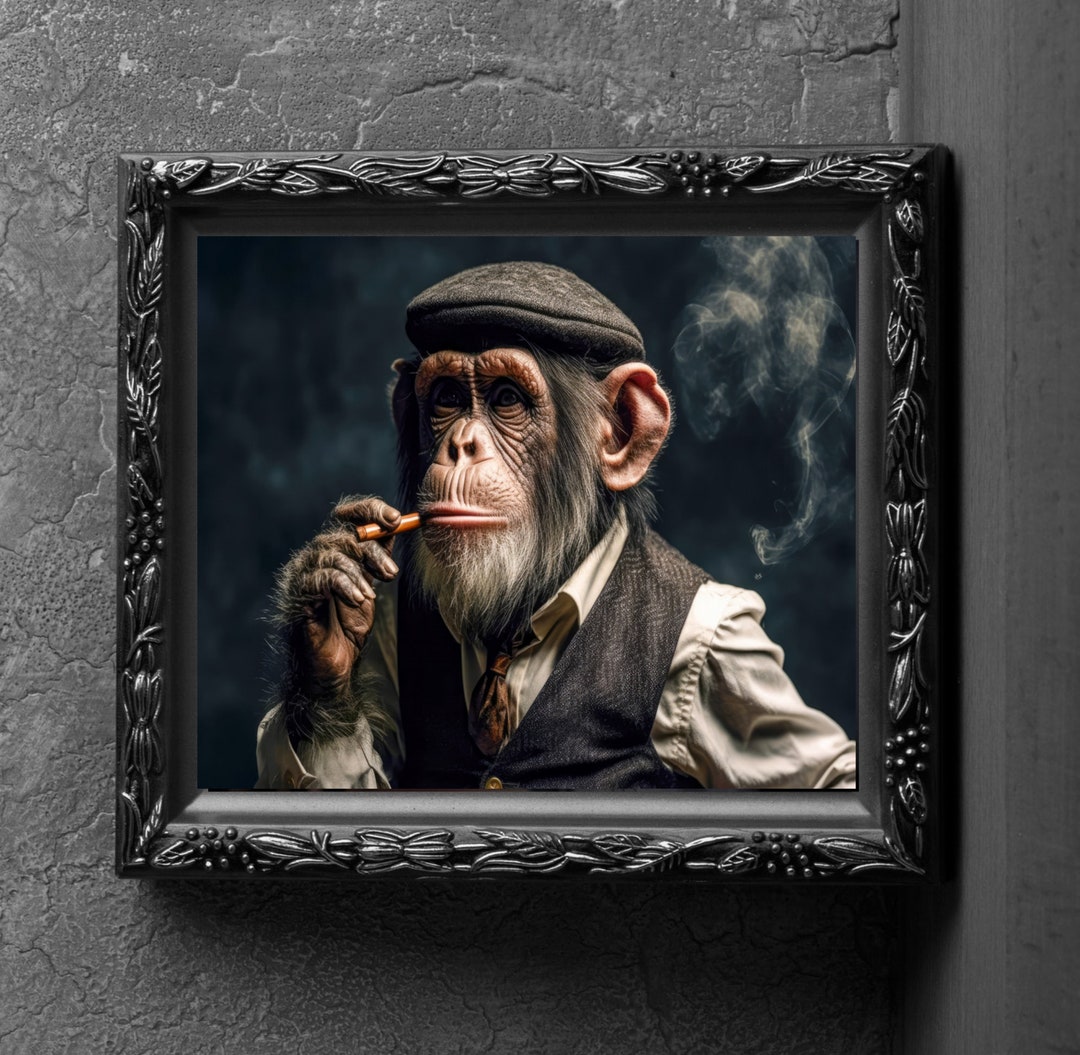 Cigar Loving Chimp Art Print Wall Hanging Poster - Etsy