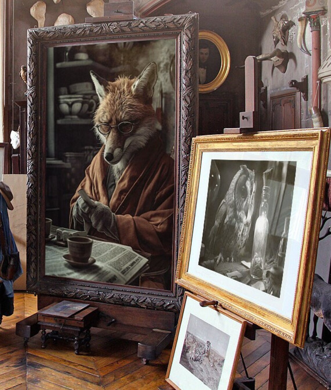 Red Fox Reading the Paper, Art Print, Wall Hanging, Animal Poster ...