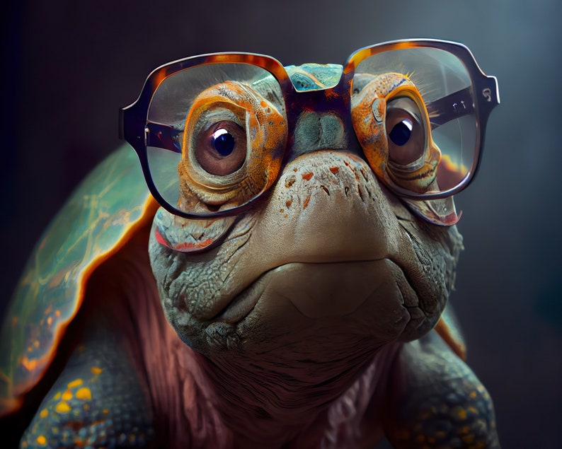 A Very Smart Turtle, Art Print, Wall Hanging, Animal Poster Picture ...