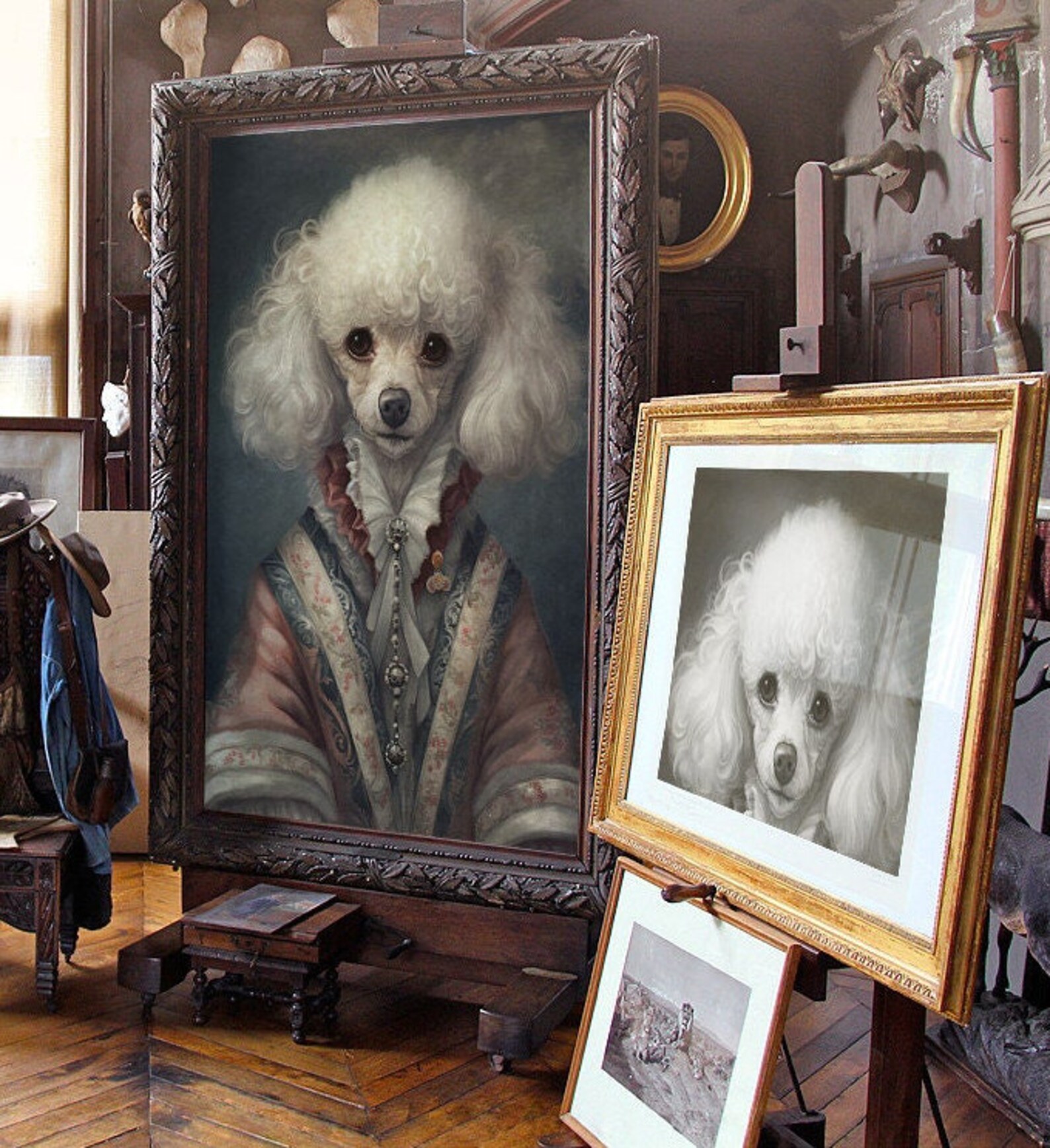 Victorian Poodle, Art Print, Wall Hanging, Animal Poster Picture ...