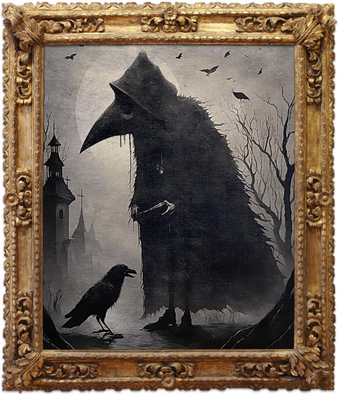 Gothic Raven Art Print, Dark Victorian Fantasy, Eerie Animal Poster - Etsy