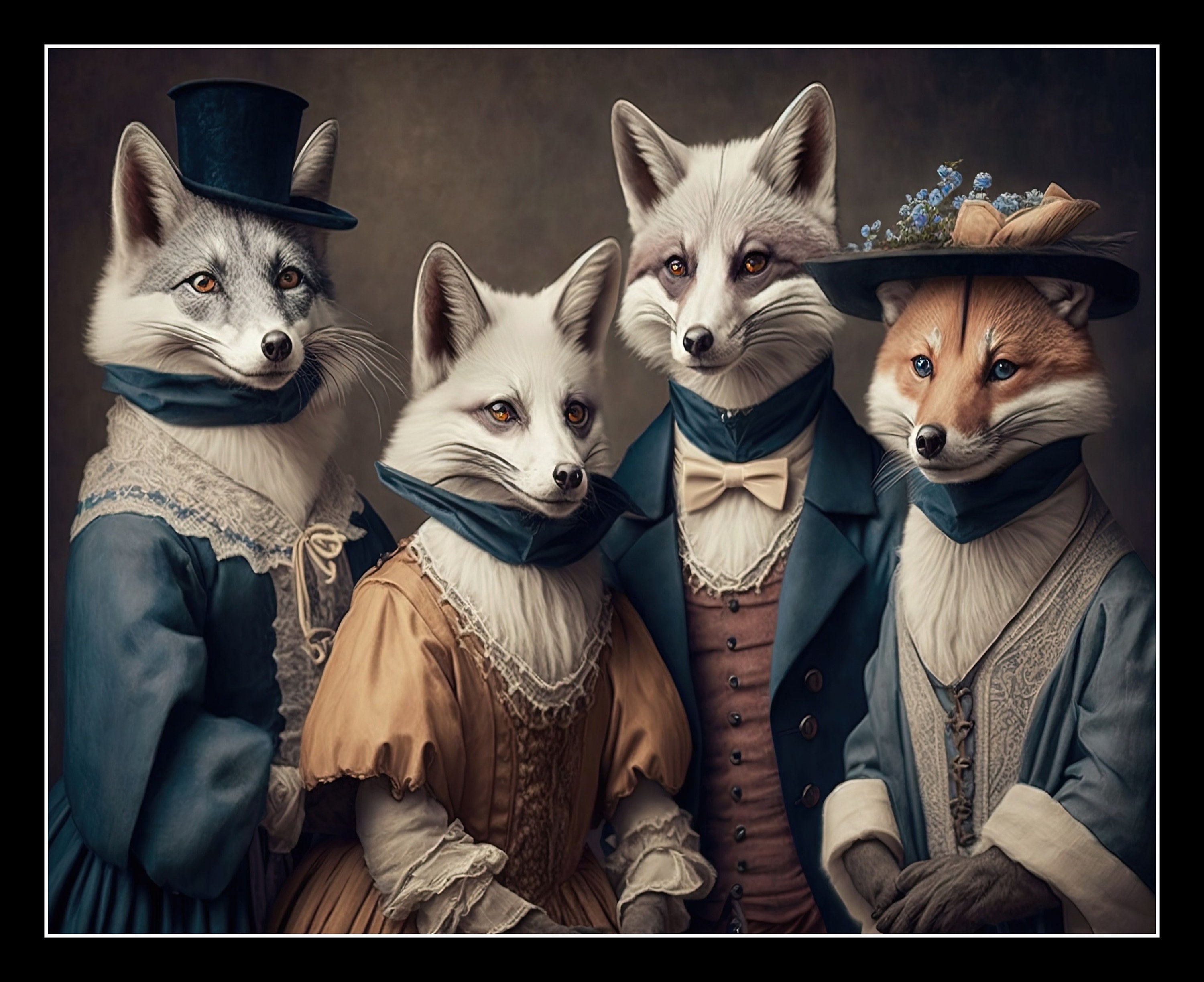 Victorian Arctic Wolf Family Art Print Wall Hanging Animal - Etsy