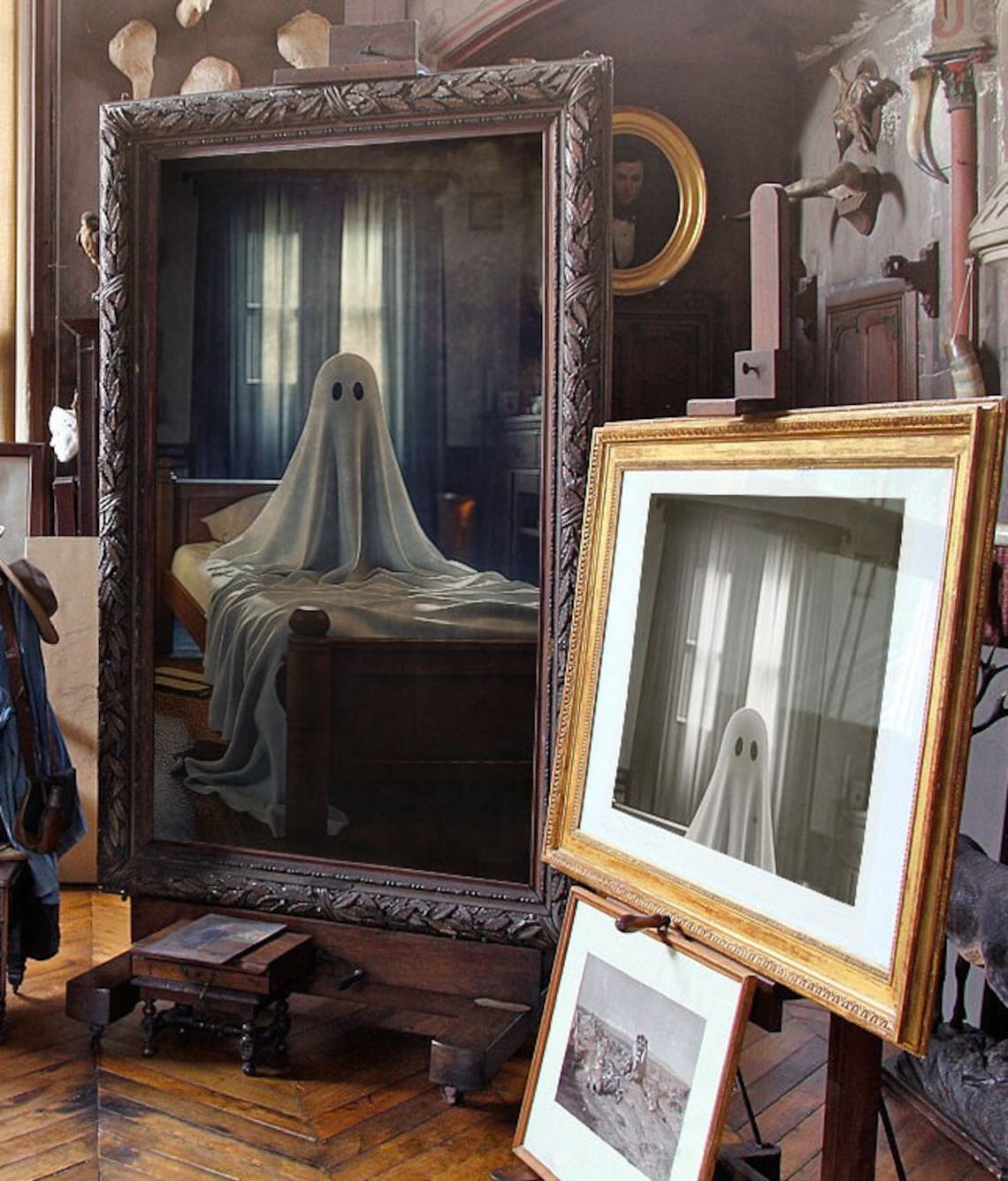 Ghost Waking up in the Bed, Art Print, Wall Hanging, Halloween, Picture ...