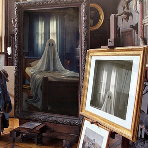 Ghost Waking up in the Bed, Art Print, Wall Hanging, Halloween, Picture ...