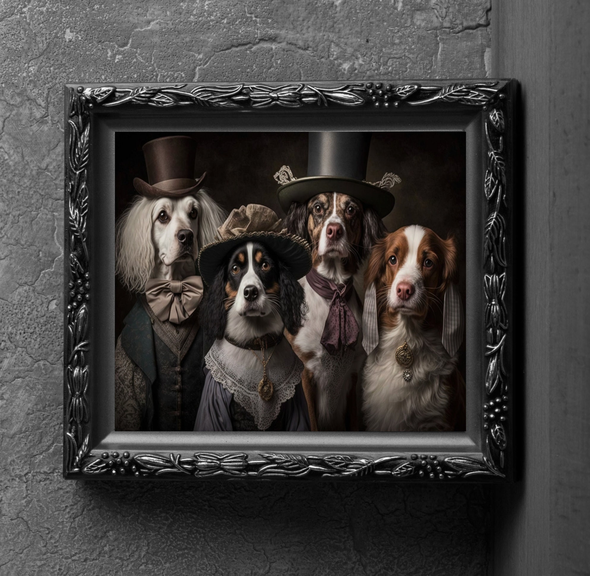 Victorian Dog Family Art Print Wall Hanging Animal Poster - Etsy