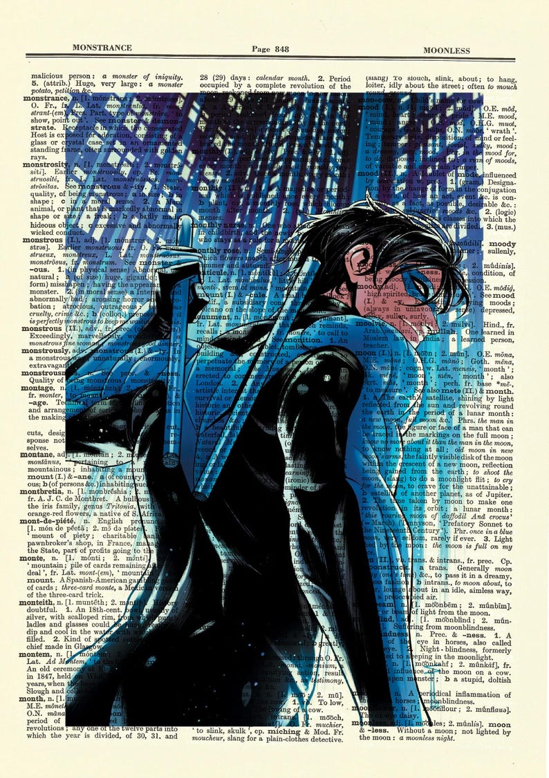 Nightwing, Vintage Dictionary Art Print, Antique Picture, Wall Hanging ...