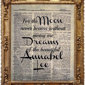 Annabel Lee, Edgar Allan Poe, Vintage Dictionary Art Print, Antique ...