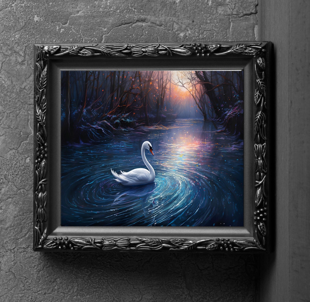 Beautiful Swan, Art Print, Wall Hanging, Animal Poster Picture, Fantasy ...