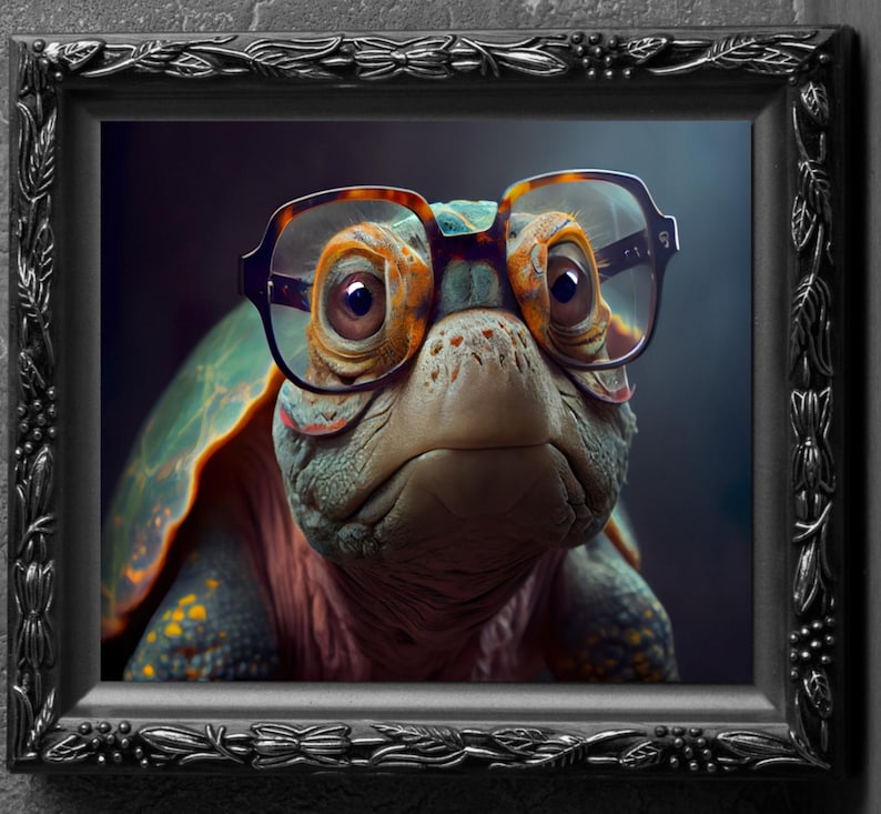 A Very Smart Turtle, Art Print, Wall Hanging, Animal Poster Picture ...