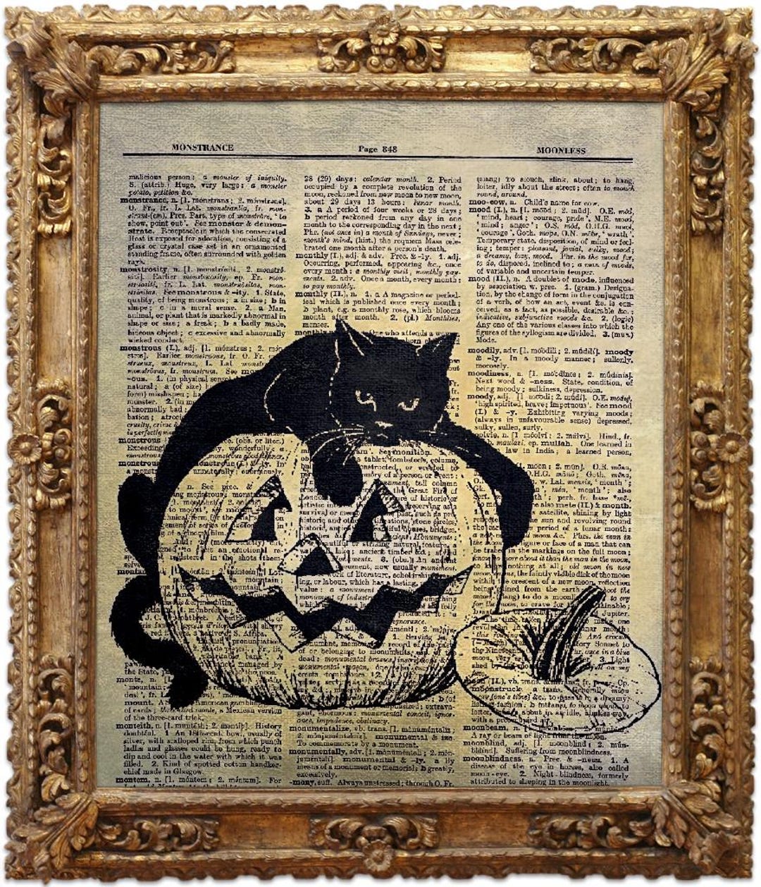 Haunted House, Full Moon, Vintage Dictionary Art Print, Antique Picture ...