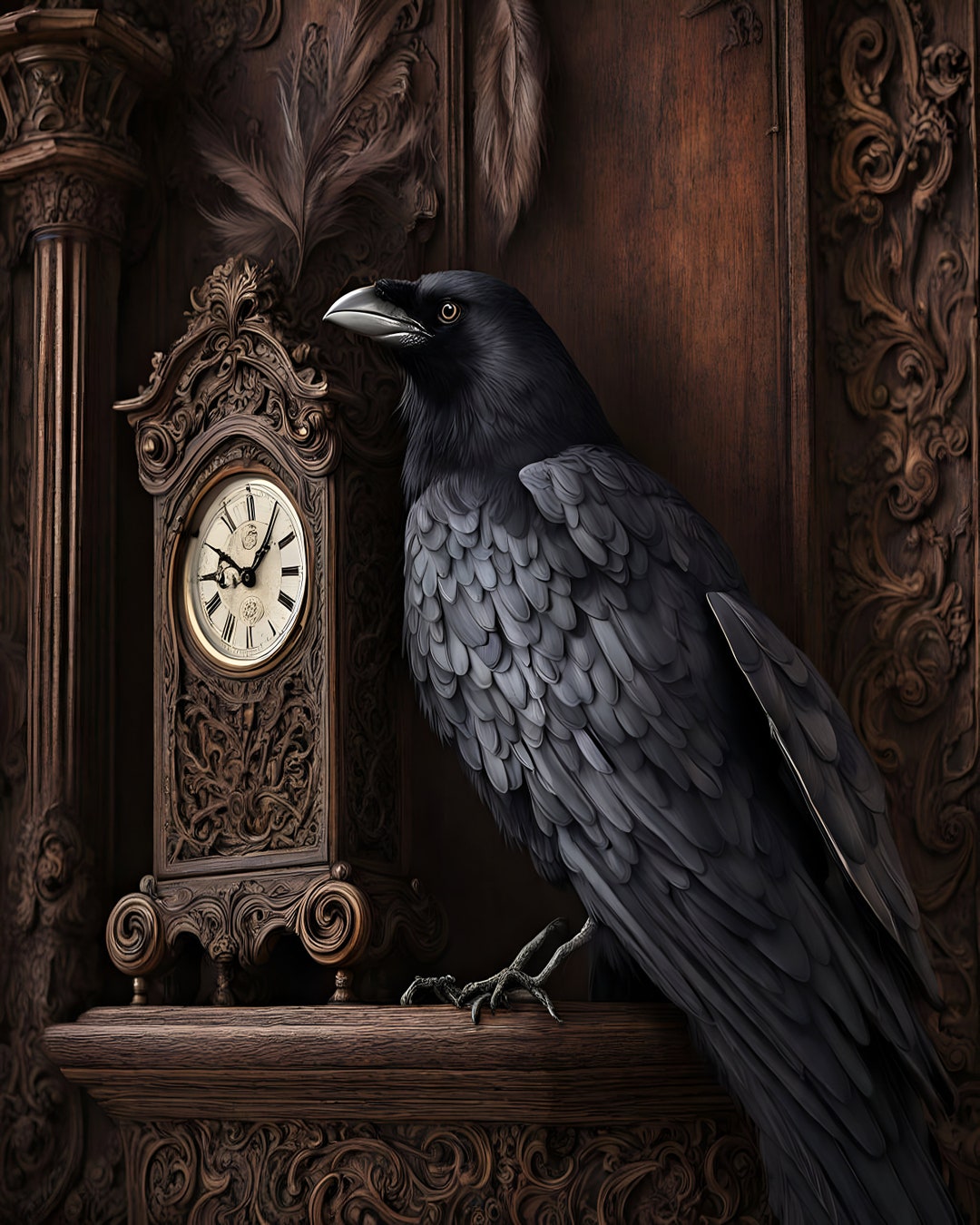 Gothic Raven, Victorian Art Print, Wall Hanging, Animal Poster Picture ...