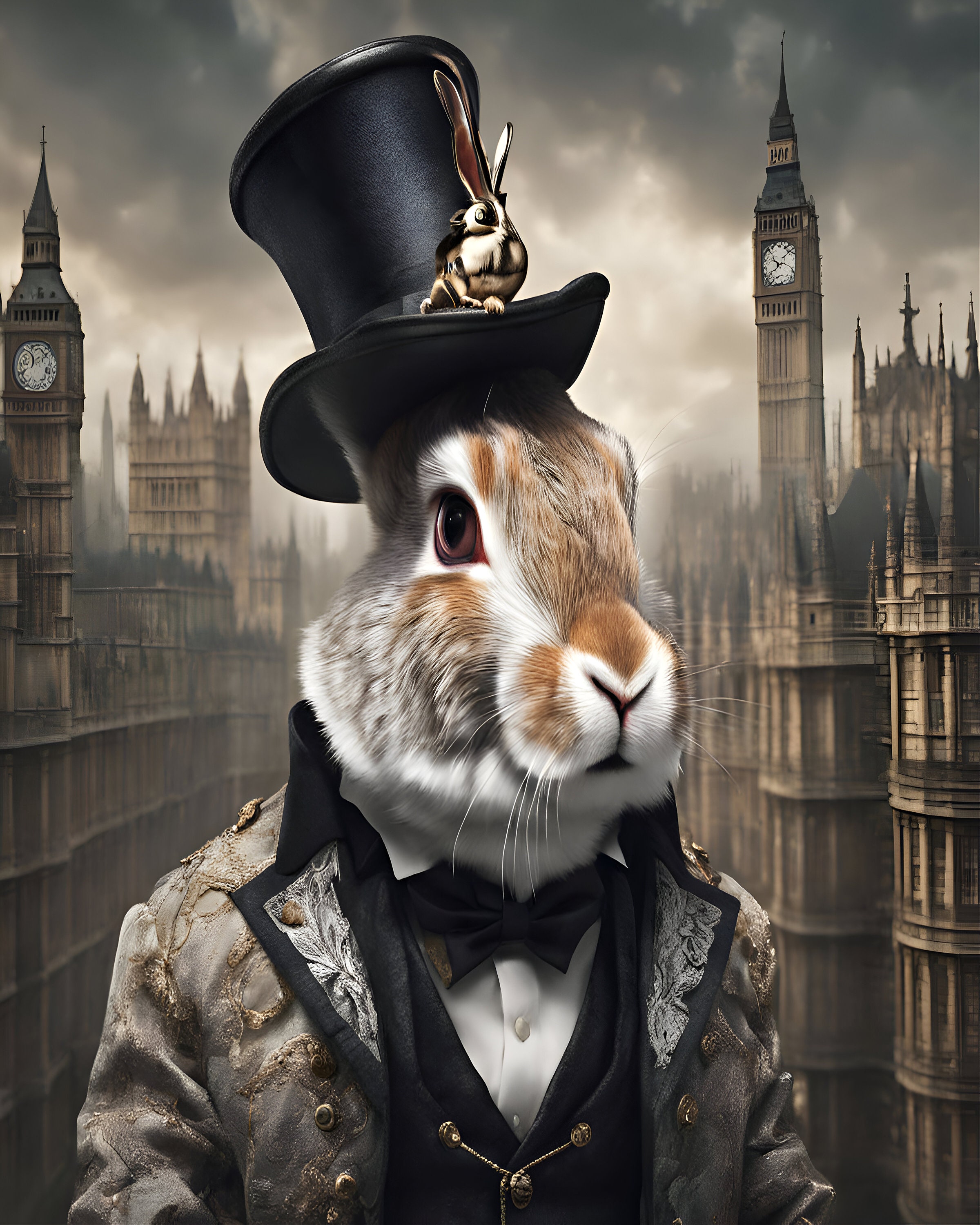 Dapper Victorian Rabbit, English Victorian Art Print, Wall Hanging ...
